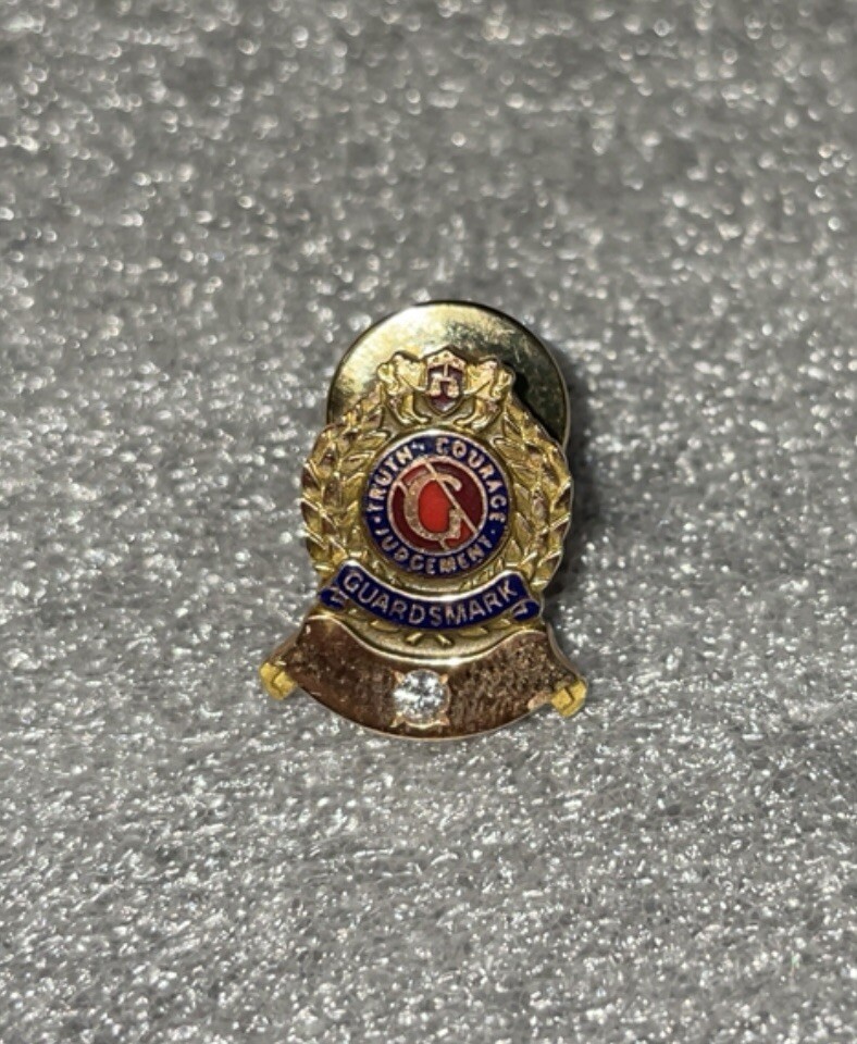 10K Yellow Gold Guardsmark Lapel Pin With Accent Diamond | eBay