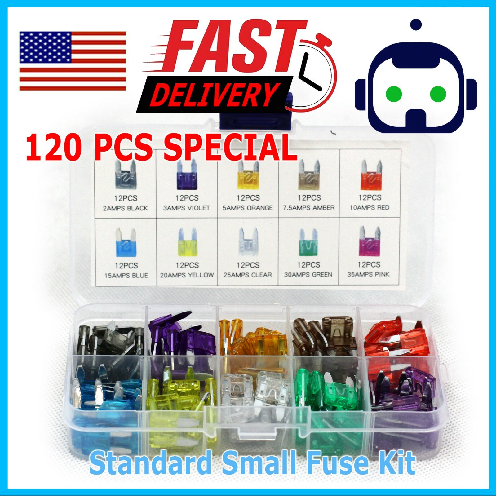 120pcs Mini Blade Fuse Assortment Auto Car Motorcycle SUV Fuses Kit APM ...