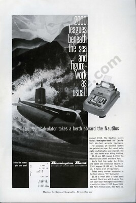 1959 Remington Rand Adding Machine Nautilus Sub PRINT AD Unique Gift ...
