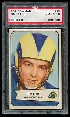 1954 Bowman #020 Tom Fears *Rams* PSA 8 NM-MT Cert #31000986 | eBay