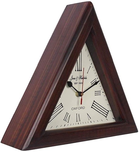 12" Handicraft Triangle Wooden Designer Big Wall Clock Roman Number (Brown). | eBay