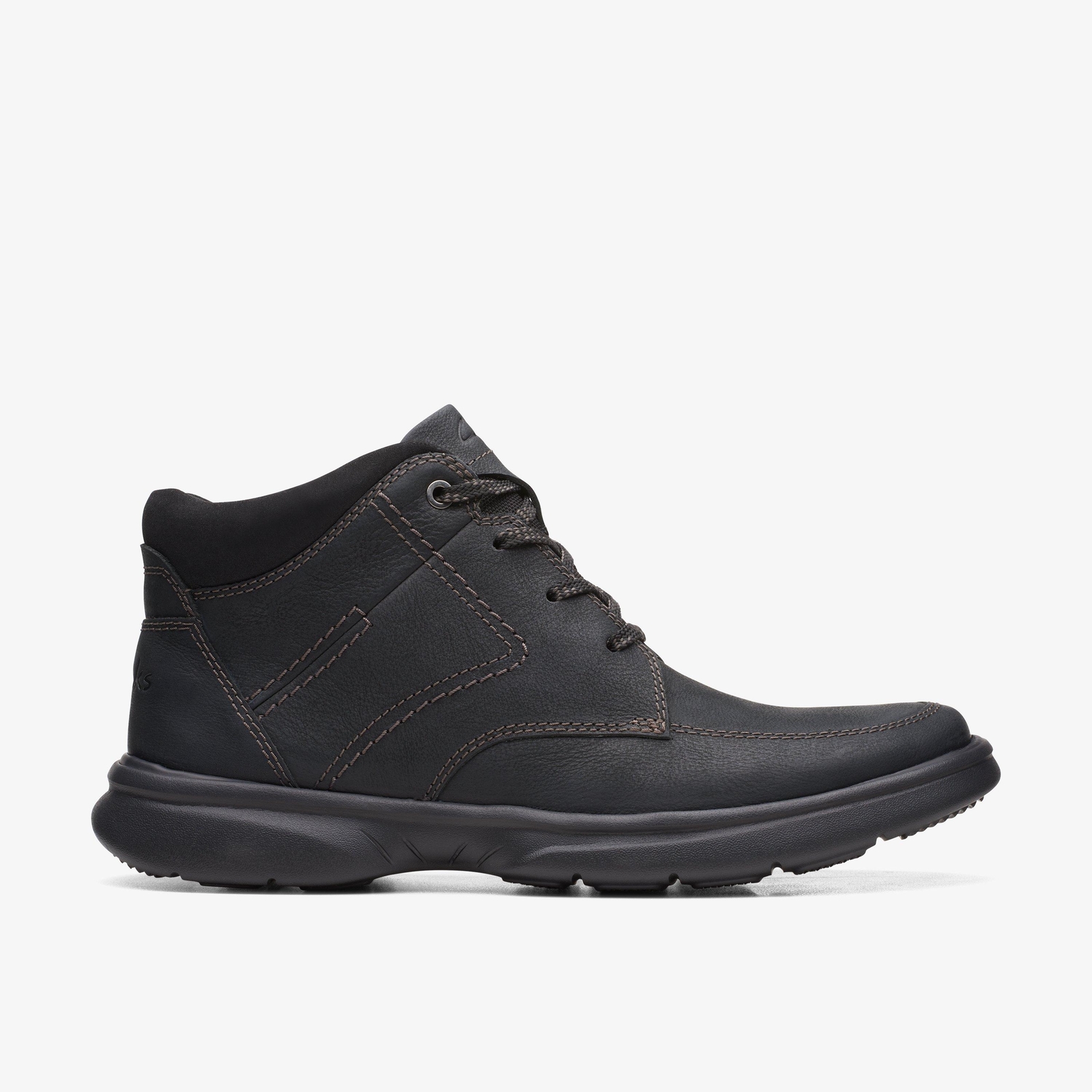 Clarks Mens Bradley Mid Black Leather Casual Boots Shoes