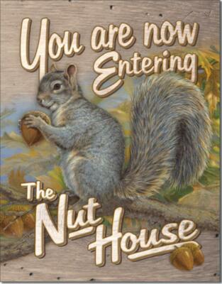 You Are Now Entering The Nut House Squirrel Funny Tin Metal Sign Made ...