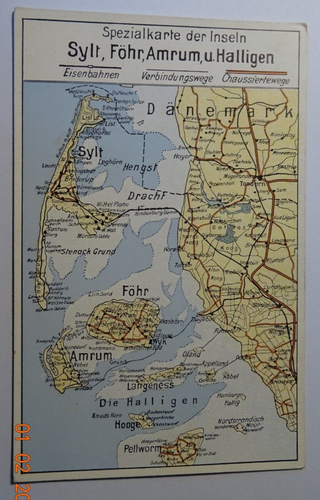 AK Landkarte Wanderkarte Sylt Föhr Amrum Halligen U164 | eBay.de