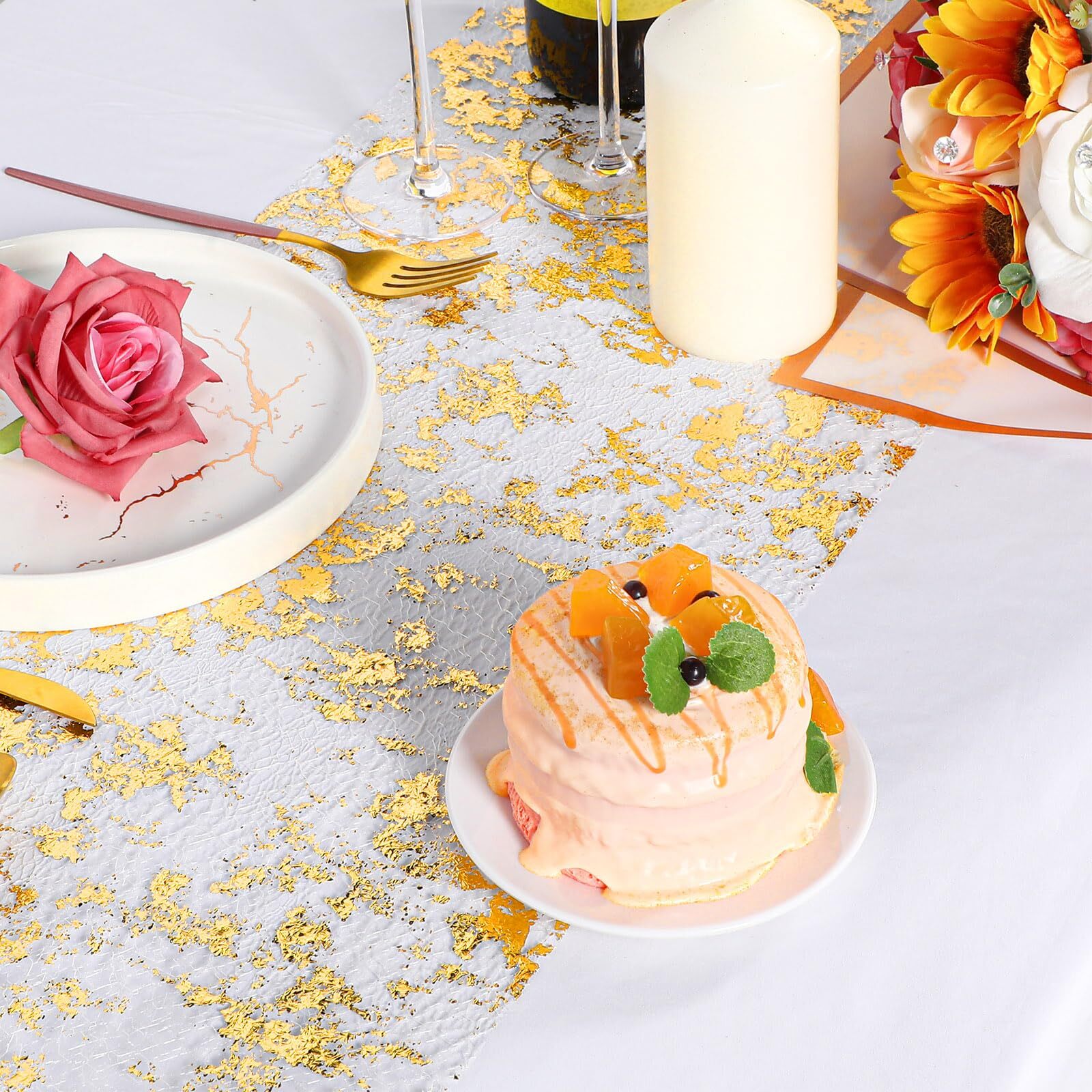 Metallic Gold Thin Table Runner with Scissors and Soft Ruler 11 Inch x 164 ft... | eBay