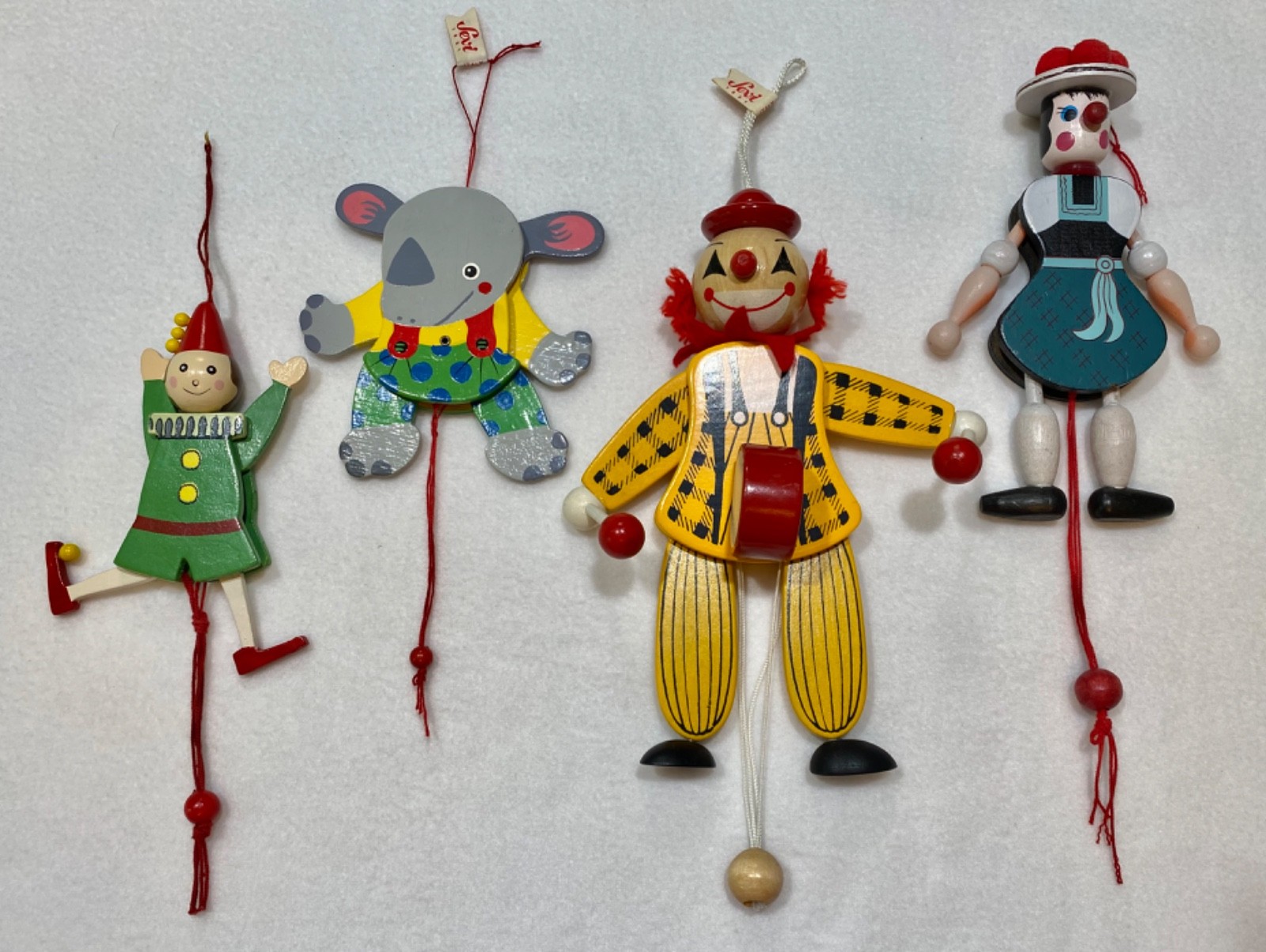 Vintage Sevi Pull String Wooden Puppets Jumping Jack Rhino Clown Toy ...