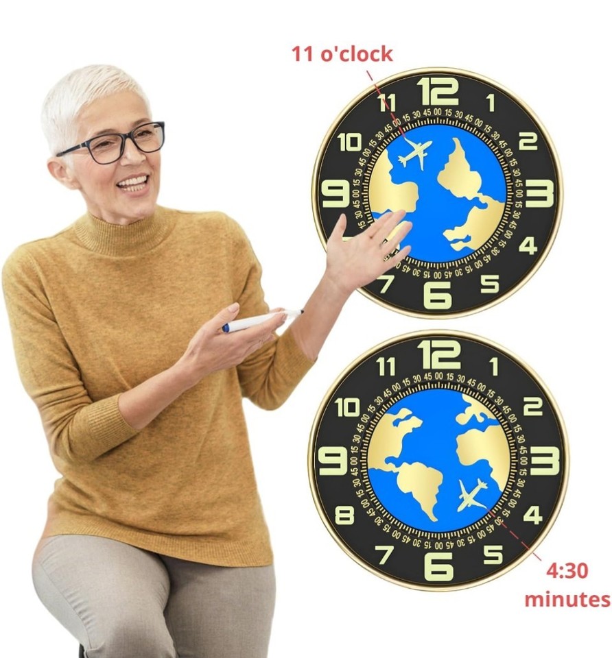 Wall Clock: 12-inch Clock with a dynamically Rotating Globe, Silent ...