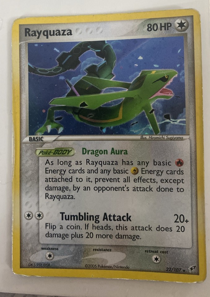Rayquaza Pokémon Card 80 HP Tumbling Attack Dragon Aura | eBay