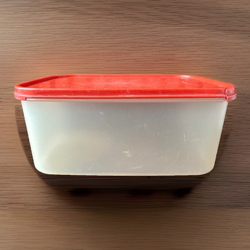 Vintage Tupperware Rectangle Container 18 Cups 4.3 Liter w/Orange Lid ...