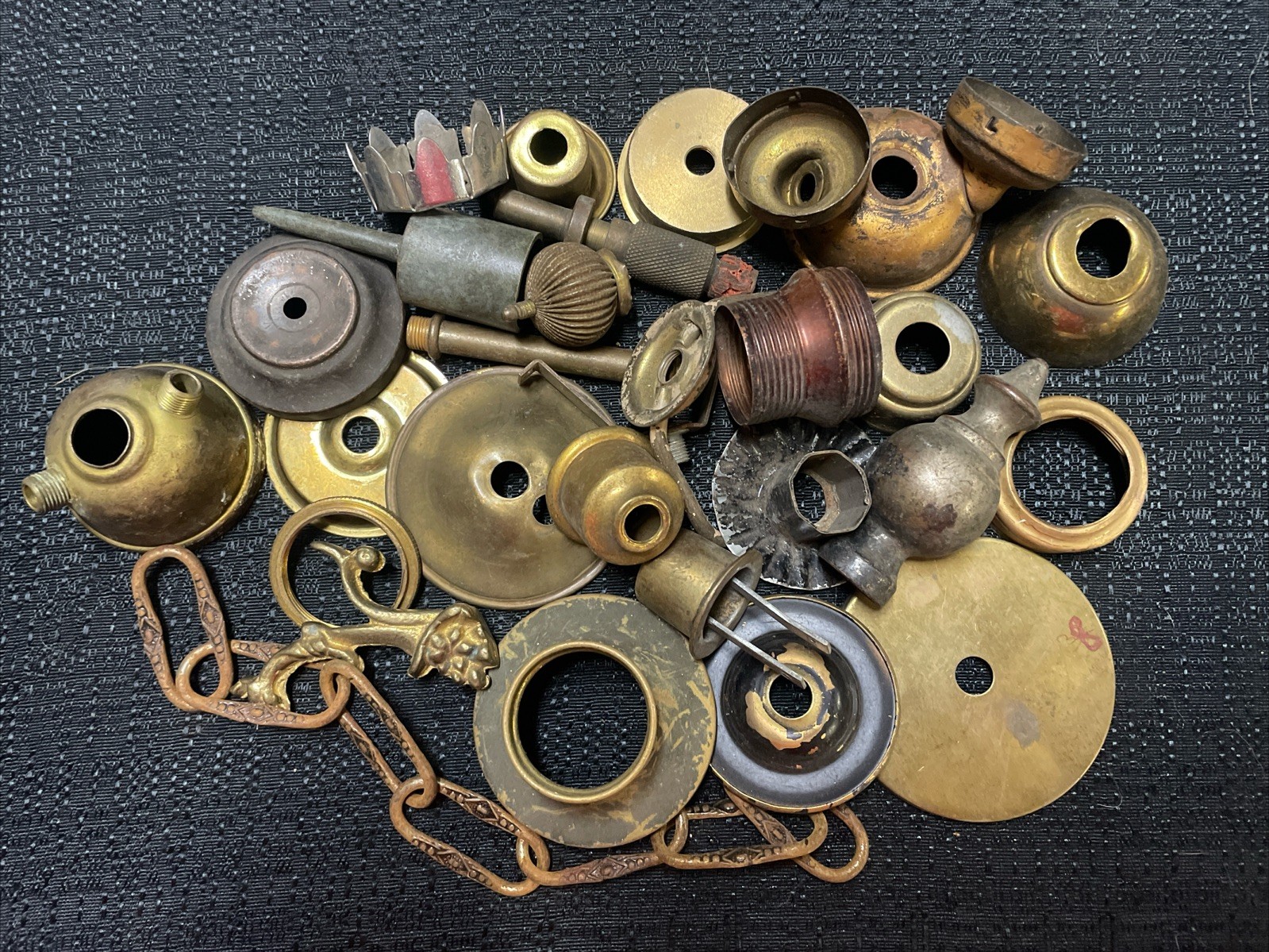 Lot Vintage Antique Assorted Lamp Chandelier Light Hardware Parts ...