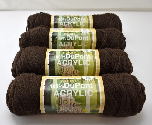 Natura Worsted Weight 100% DuPont Acrylic Yarn - 4 Skeins Dk. Brown ...