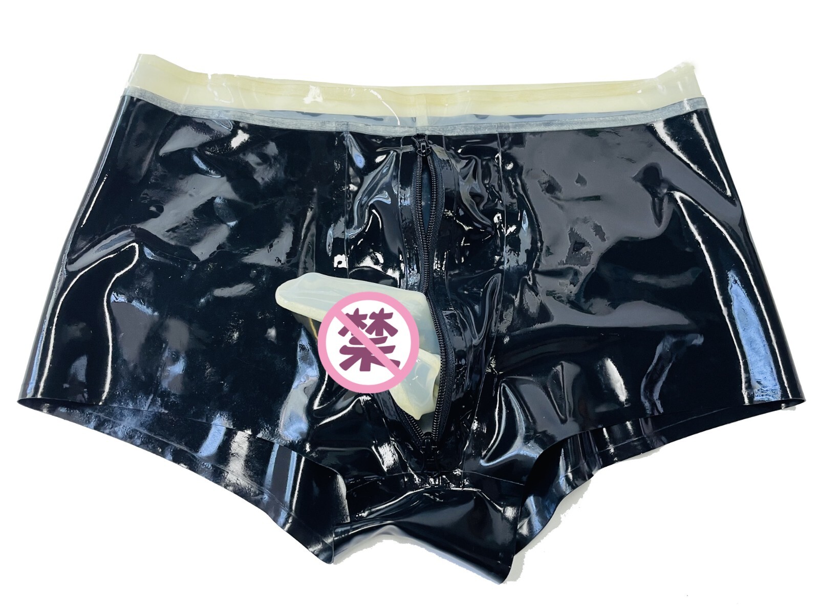 latex gummi briefs with transparent waist codpiece hidden penis sheath ...