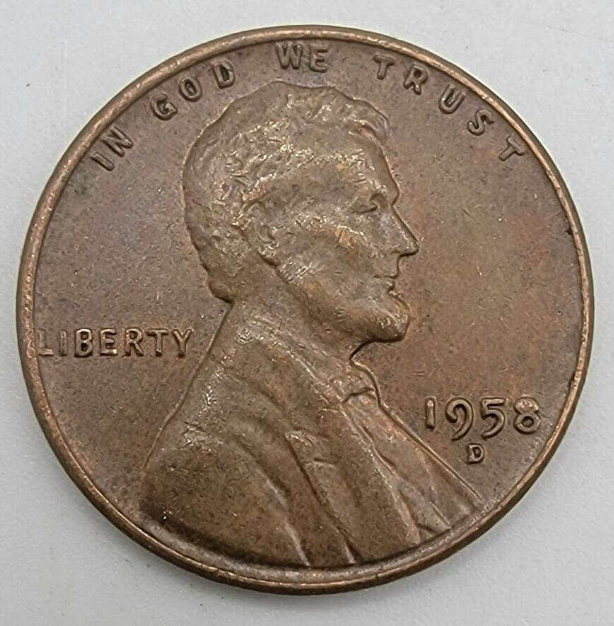 1958 D Lincoln Wheat Cent Die Chip In 8 of date - AU - Die Break Error ...