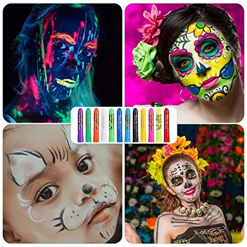 12 Colors Glow Face Body Paint Glow in the Black Light Body Paint | eBay