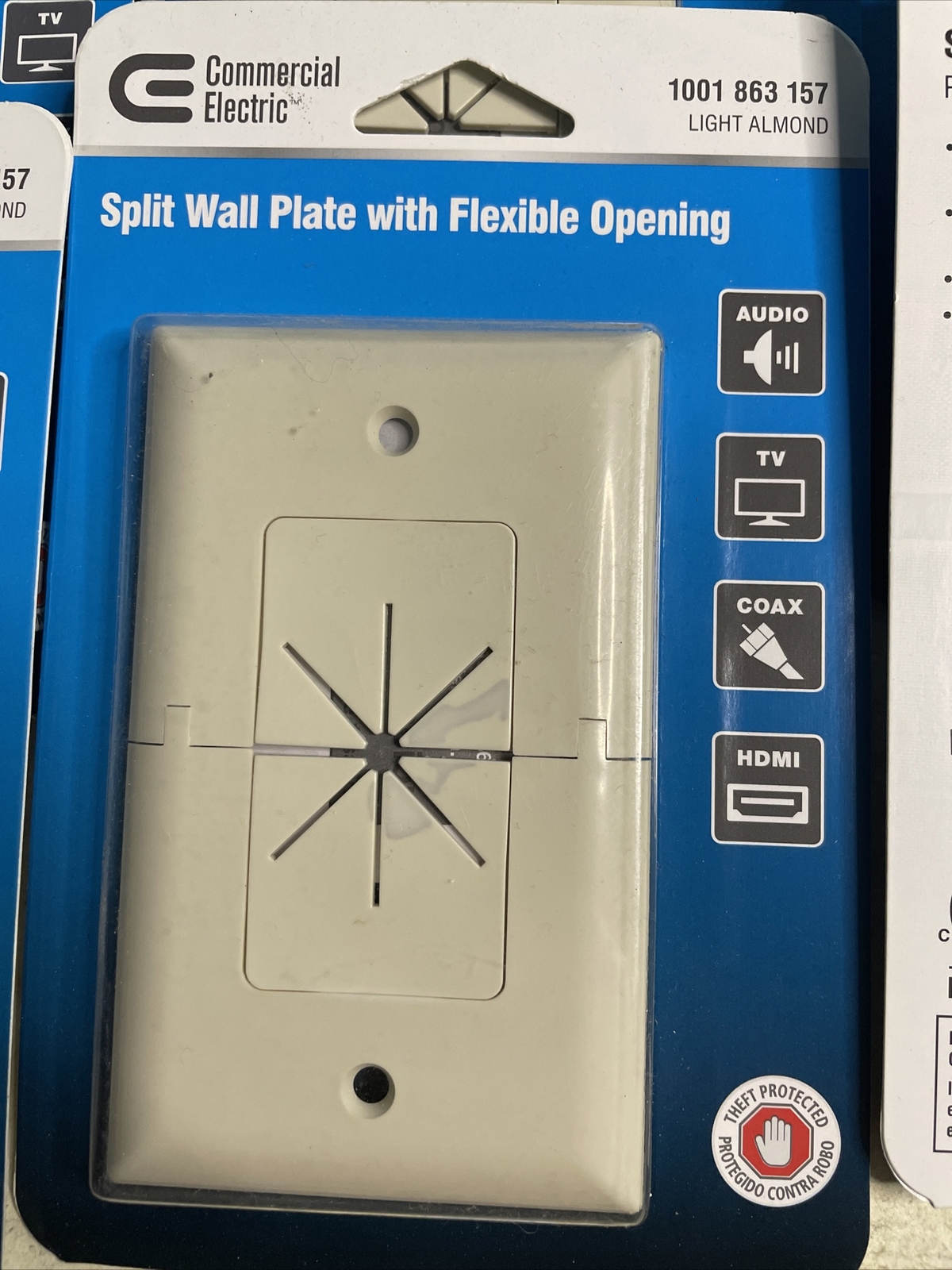 9 PACK 1-Gang Split Wall Plate Flexible Opening Light Almond HDMI TV ...