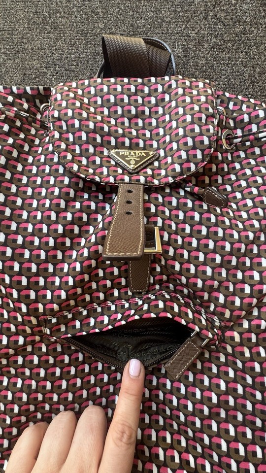 PRADA Backpack Pink/Brown Multicolor Italy | eBay