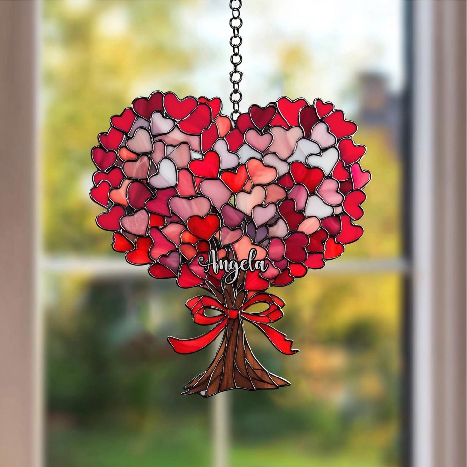 Love Tree ACRYLIC Window Hanging Heart Tree ACRYLIC Suncatcher ...