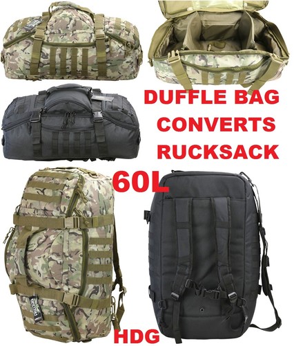 KOMBAT UK ARMY 60L OPERATOR DUFFLE KIT BAG ASAULT RUCKSACK HOLDALL ...