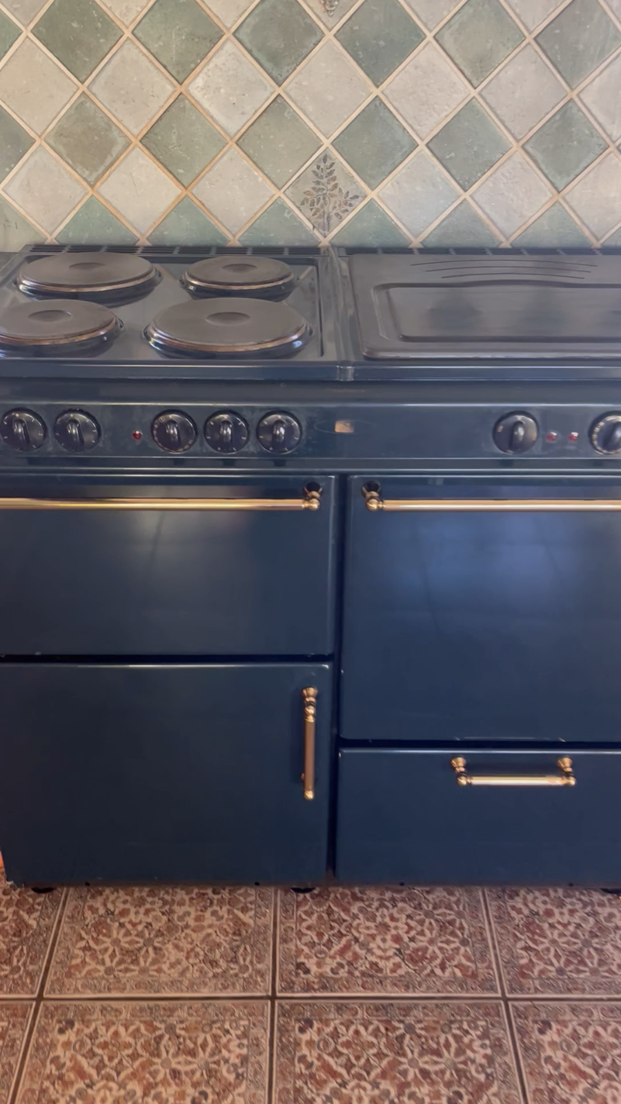 Newhome Used Navy Blue Electric Range cooker with warming plate & grill ...
