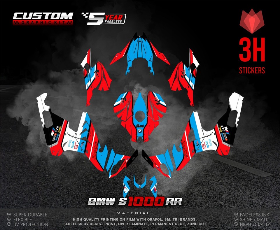 Custom Graphics for BMW S1000RR Decal Sticker full kit 2015 2016 2017 ...
