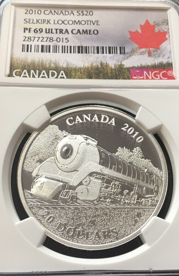 2010 Canada Locomotives Train Selkirk, NGC Graded 9999 Silver $20 PR PF ...