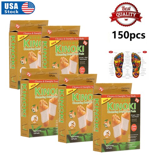 150Pcs Kinoki Gold Premium Detox Foot Pads Organic Herbal Health 100% ...