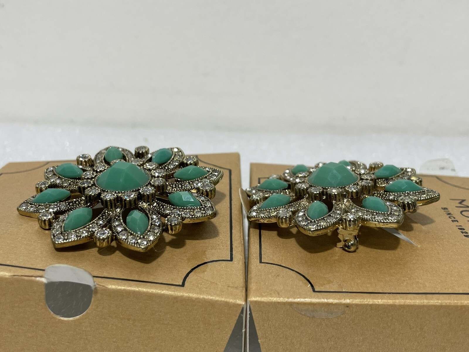 Lots of 2 Vintage Monet Turquoise Flower Brooch with Rhinestones 2 ...
