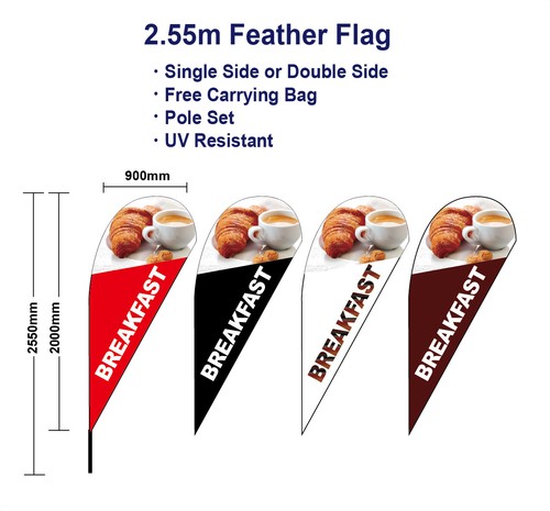 Outdoor 2.5M 3.7M Breakfast Flag Teardrop Flags With Spike Base Red ...