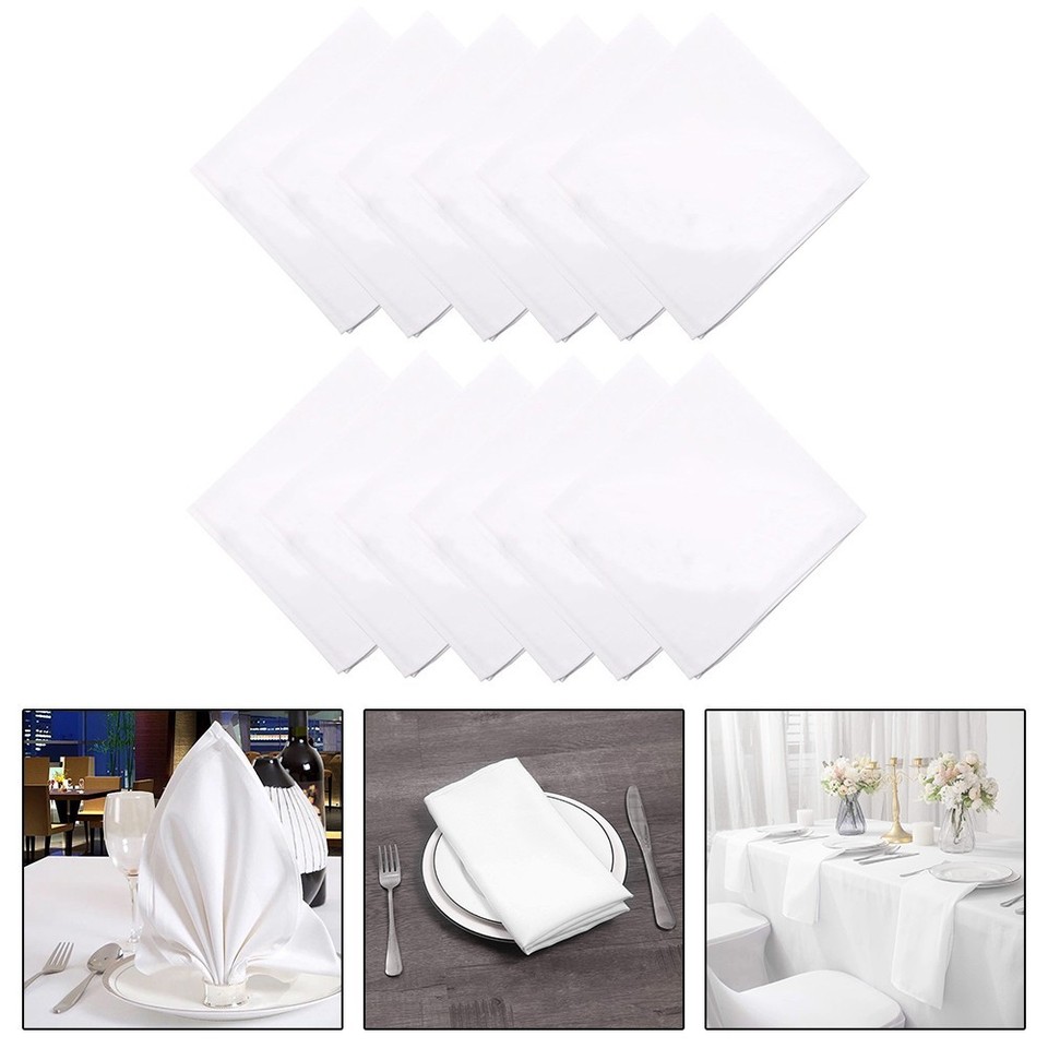 Serviettes en tissu blanc polyvalentes 12 pièces serviettes de cuisine ...