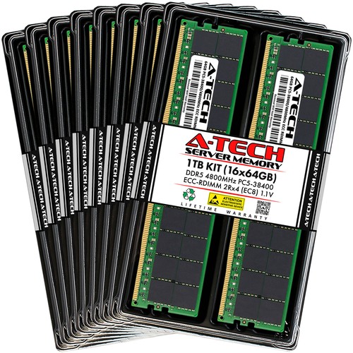 1TB 16x64GB PC5-4800 EC8 RDIMM Supermicro H13DSH X13DEG-PVC X13SWA-TF ...