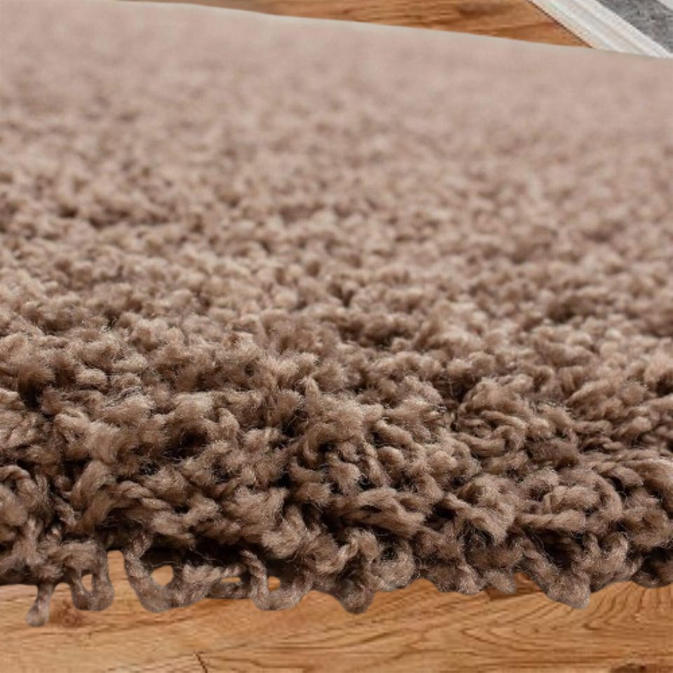Mocha Extra Thick Shaggy Rug Pile Area Heavy Modern Carpet Living Room ...