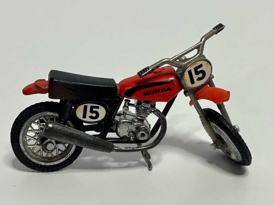 Die Cast HONDA Motorcycle Toy Vintage Antique Old Toy Dirt bike Metal ...