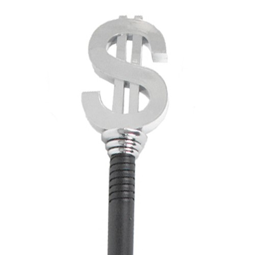 Silver Dollar Sign Pimp Costume Halloween Accessory Cane Walking Stick ...
