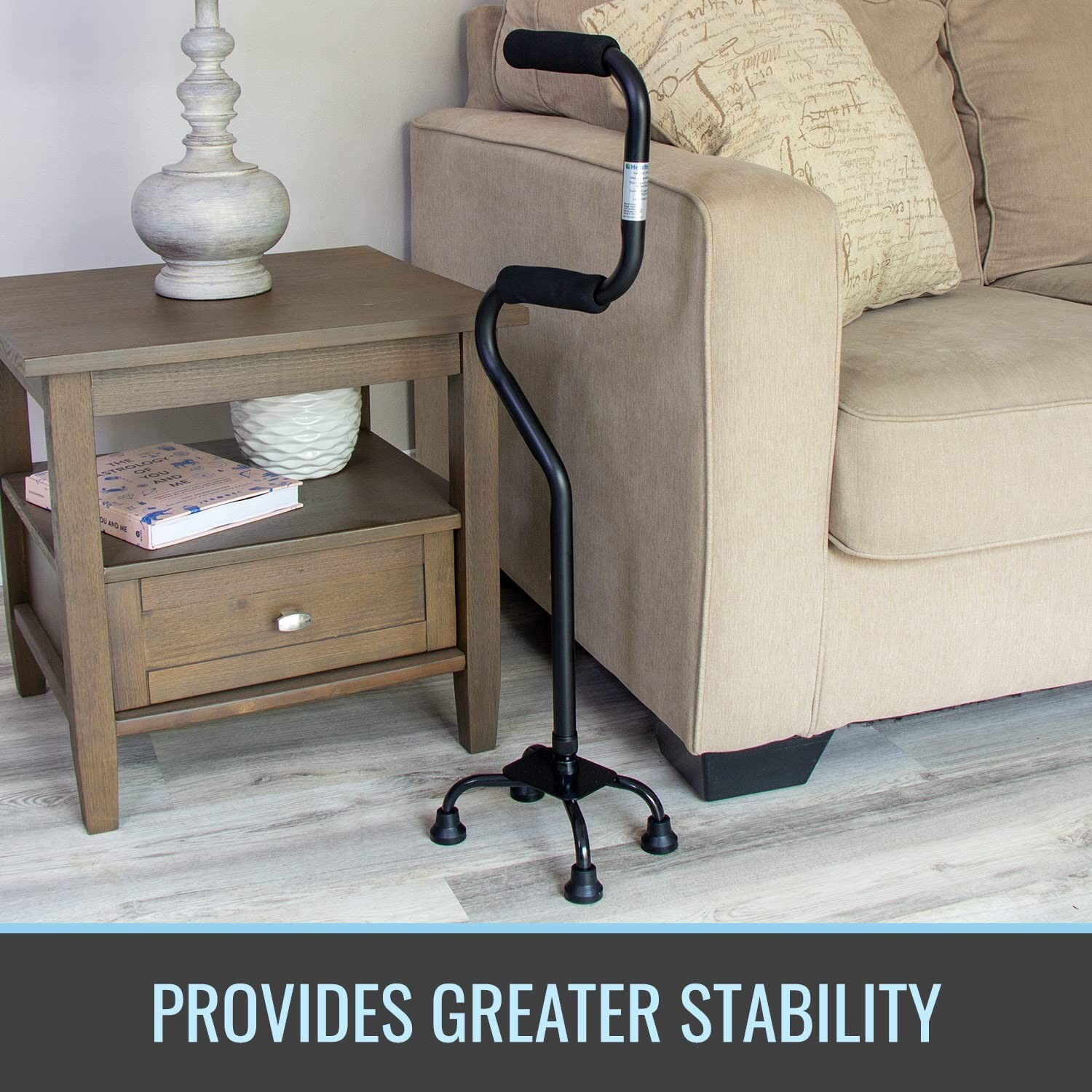 HealthSmart Quad Walking Cane, Sit to Stand Walker, Adjustable Canes ...