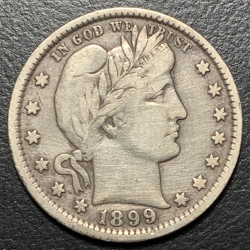 1899 P Barber Silver Quarter 25c 90% Philadelphia Mint VF US Type Coin ...