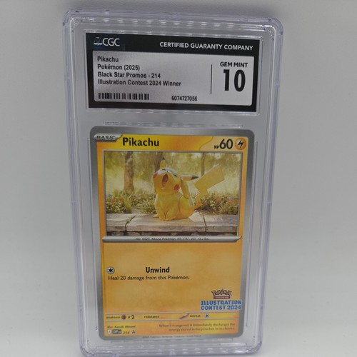 2025 Pikachu Pokemon Card #214 Black Star Promo Illustration Contest ...