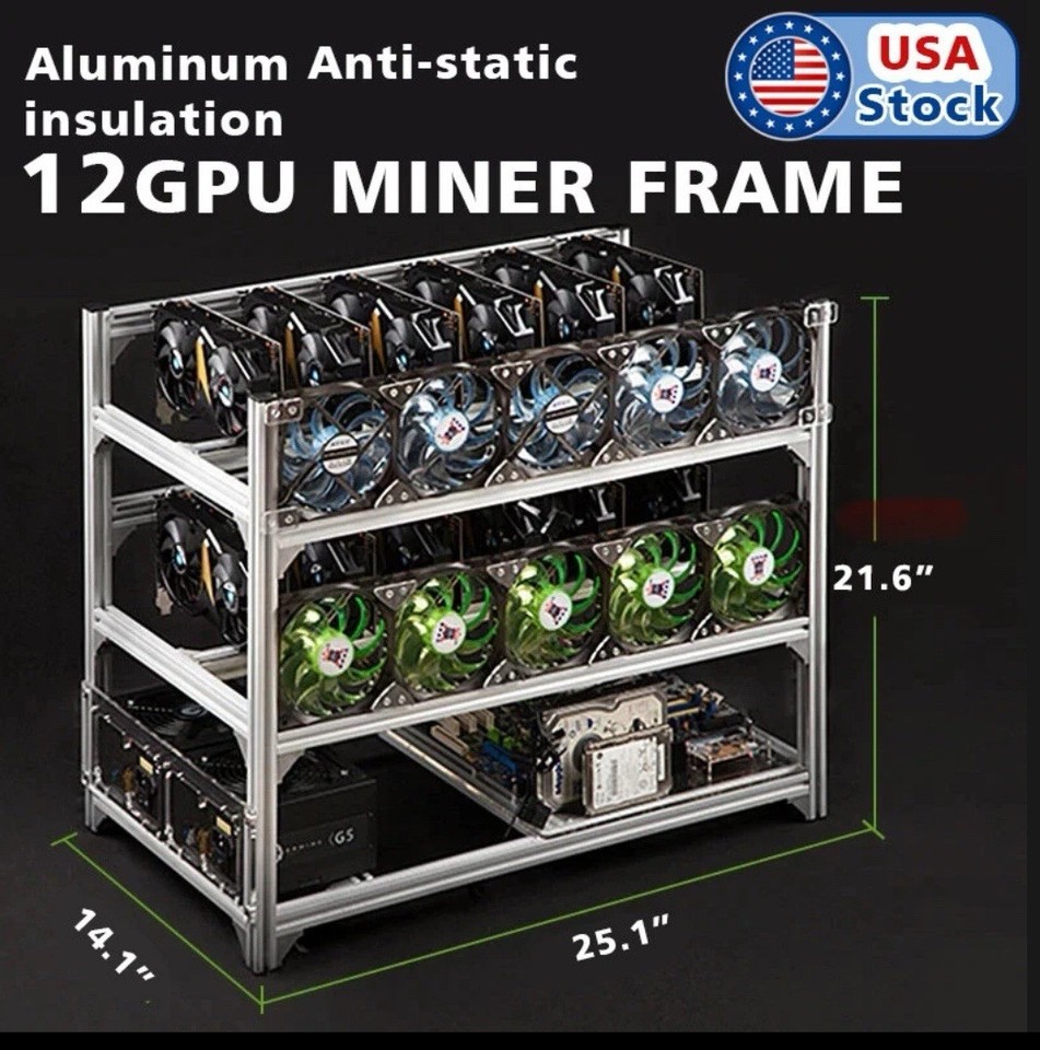 12 GPU Aluminum Mining Rig Open Air Frame Case - Hardware - High ...