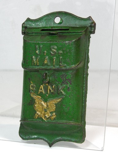 1921 HANGING U. S. MAILBOX CAST IRON BANK FIGURAL STILL BANK By A. C ...
