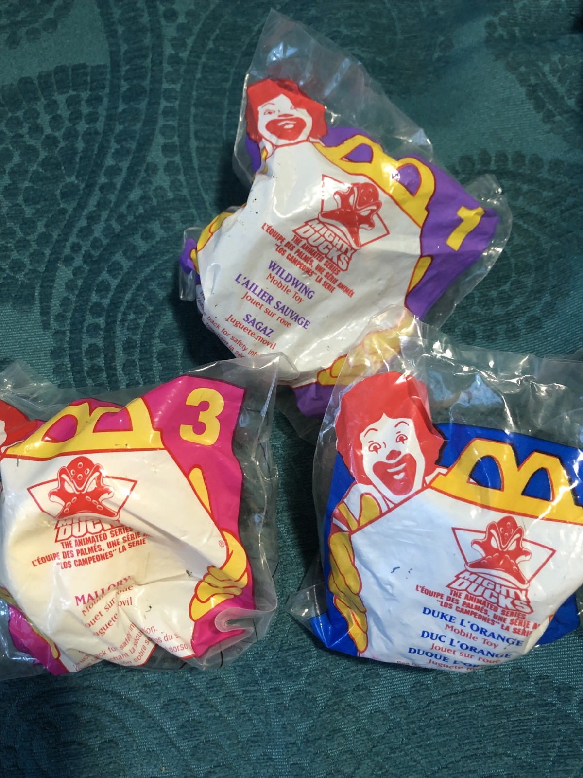 McDonald’s 1996 New Toys Mighty Ducks #1 Wildwing #3 Mallory #4 Duke L ...