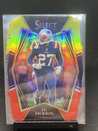 2021 Select Football JC Jackson Yellow Red Die Cut Parallel SP Patriots ...