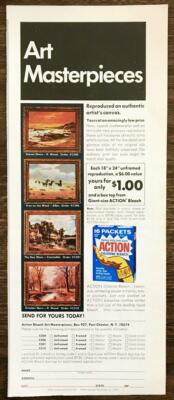 1967 Action Chlorine Bleach Laundry Packets Print Ad Art Masterpieces ...