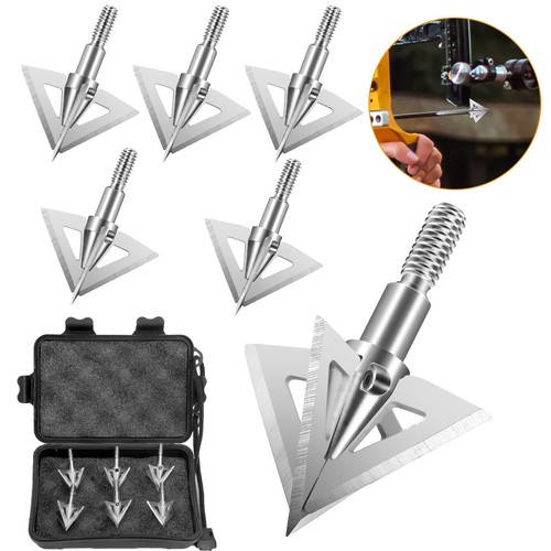 6Pcs Archery Broadheads 4 Blade 100Grain Hunting Crossbow Compound Bow ...