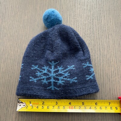 Smartwool Pom Hat Baby Infant Beanie Blue Snowflakes Soft Merino Wool ...