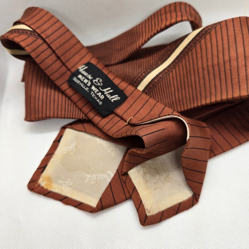 Hause & Hall Brown Striped Tie with Subtle Pattern Vintage Menswear ...