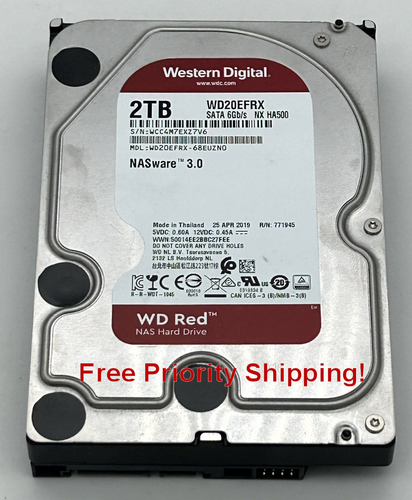 Western Digital WD20EFRX-68EUZN0 25 APR 2019 2T SATA WCC4M7EXZ7V6 HARD ...