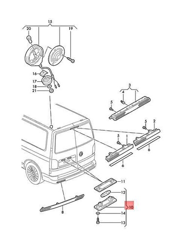 Genuine VW Transporter Campm. Multivan SHA SHB Licence plate light ...