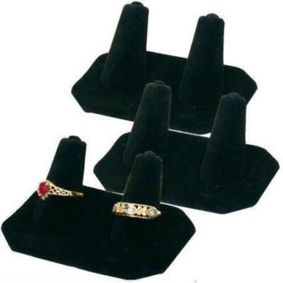 3 Displays Double Ring Black Velvet Jewelry Showcase | eBay