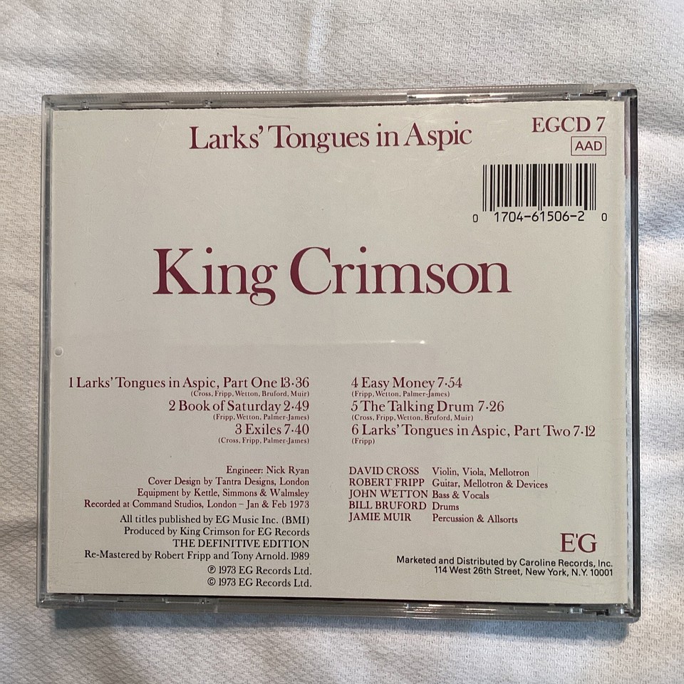 Larks' Tongues in Aspic [Remaster] by King Crimson (CD, Oct-2000, EG ...