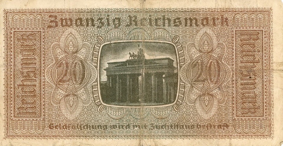 Currency Germany 1940 WW2 Fascism War Era 20 Reichsmark Zwanzig ...