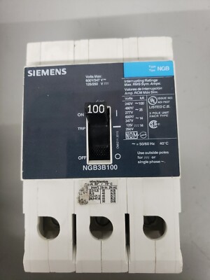 Siemens NGB3B100B 100 Amp 3 Pole 25kA@ 480 Volt Bolt On Circuit Breaker ...